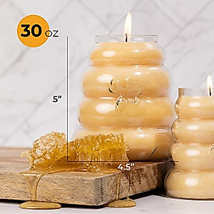 A Cheerful Giver Spring Candles Honey Butter Beehive Jar Candle - 30 Ounces with 150 Hours Burn Time - Gifts for Women