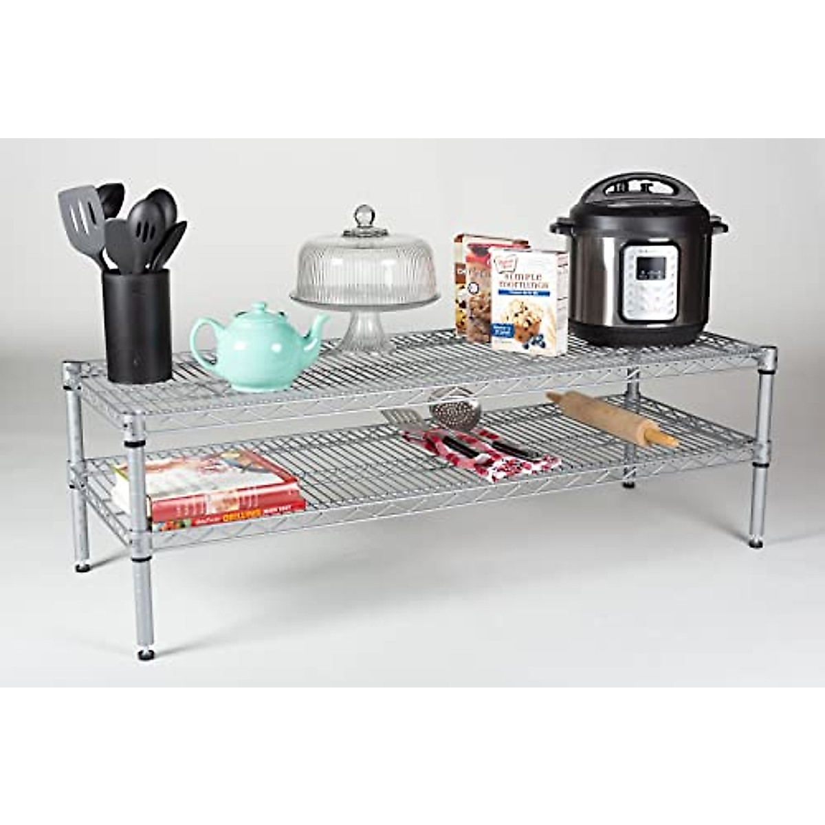 Omega 18" Deep x 42" Wide x 36" High 2 Tier Gray Starter Shelving Unit