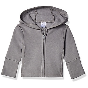 Hanes, Zippin Soft 4-way Stretch Fleece Hoodie, Babies and Toddlers, CHARCOAL, 0-6 Months