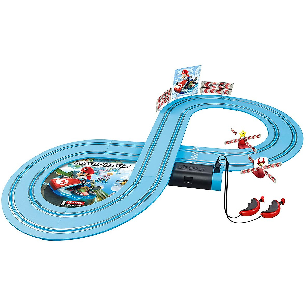 Carrera First Mario Kart - Slot Car Race Track with Spinners - Includes 2 Cars: Mario and Yoshi - Battery-Powered Beginner Racing Set for Kids Ages 3 Years and Up