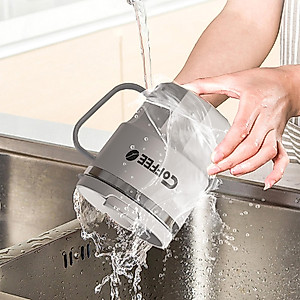 Colawind 13oz Travel Mug, Reusable Coffee Cups with Flip Top Lids, Stainless Steel Coffee Tumbler with handle, 400ml White Drink Cup for Iced Tea, Coffee, Water