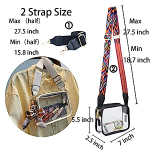 KlaOYer 2 Adjustable Strap PVC Clear Crossbody Bags with Silk, Stadium Approved Transparent Shoulder Bag Handbag Small Square Phone Bag Zipper Purse (Black 1)