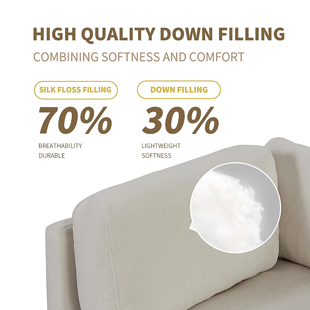 Hlcodca Convertible Modular Sectional Sofa,L-Shaped Couch with Reversible Chaise, 3-Seater Sofas for Living Room,Apartment,Small Spaces (Beige)