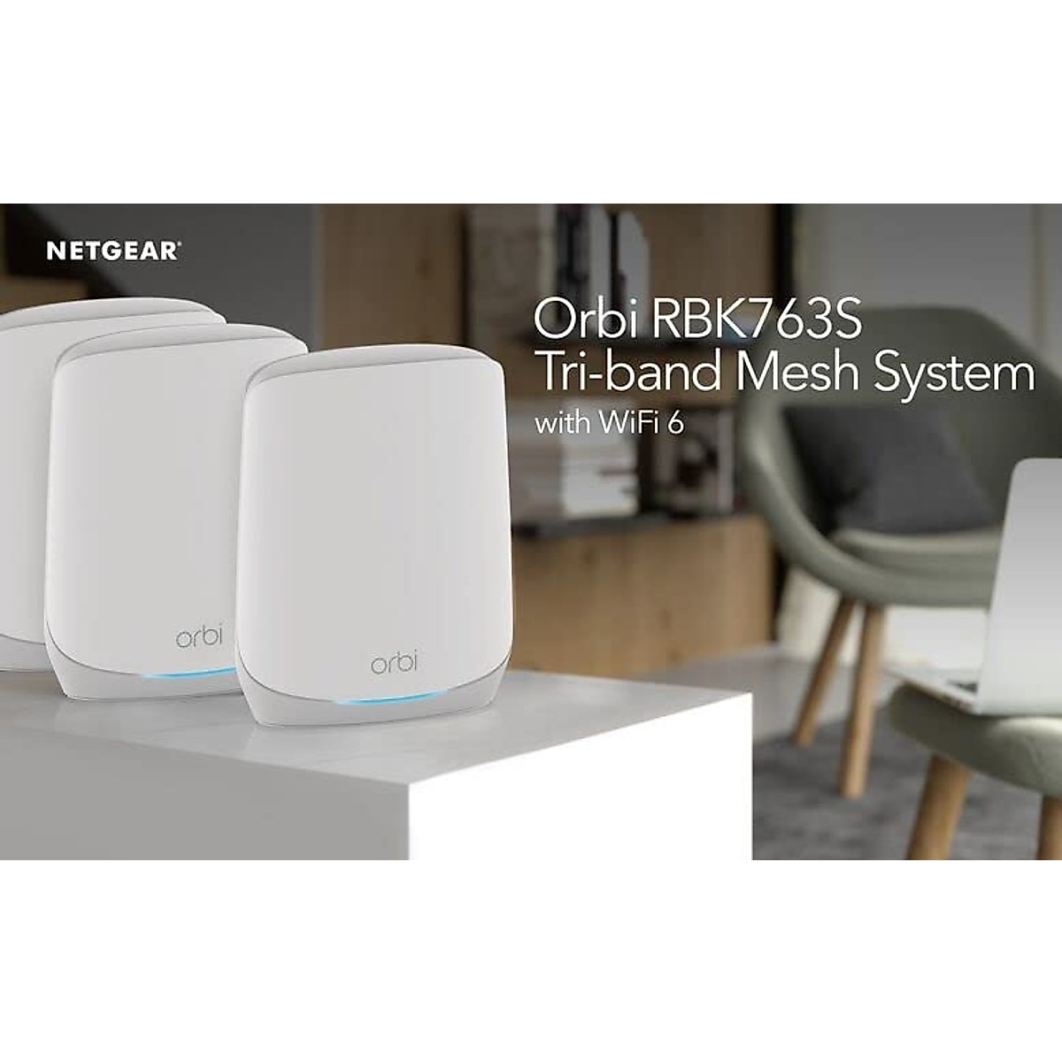 Netgear RBK763S-100NAS Orbi Tri-Band WiFi 6 Mesh System Router + 2 Satellites