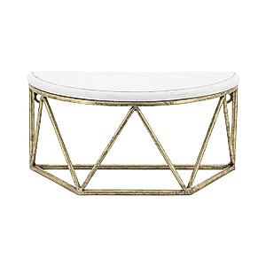 Sagebrook Home Demilune Wall Shelf Rustic Bedroom and Bathroom Shelves, White and Gold, 12 L x 6 W x 6 H Inches