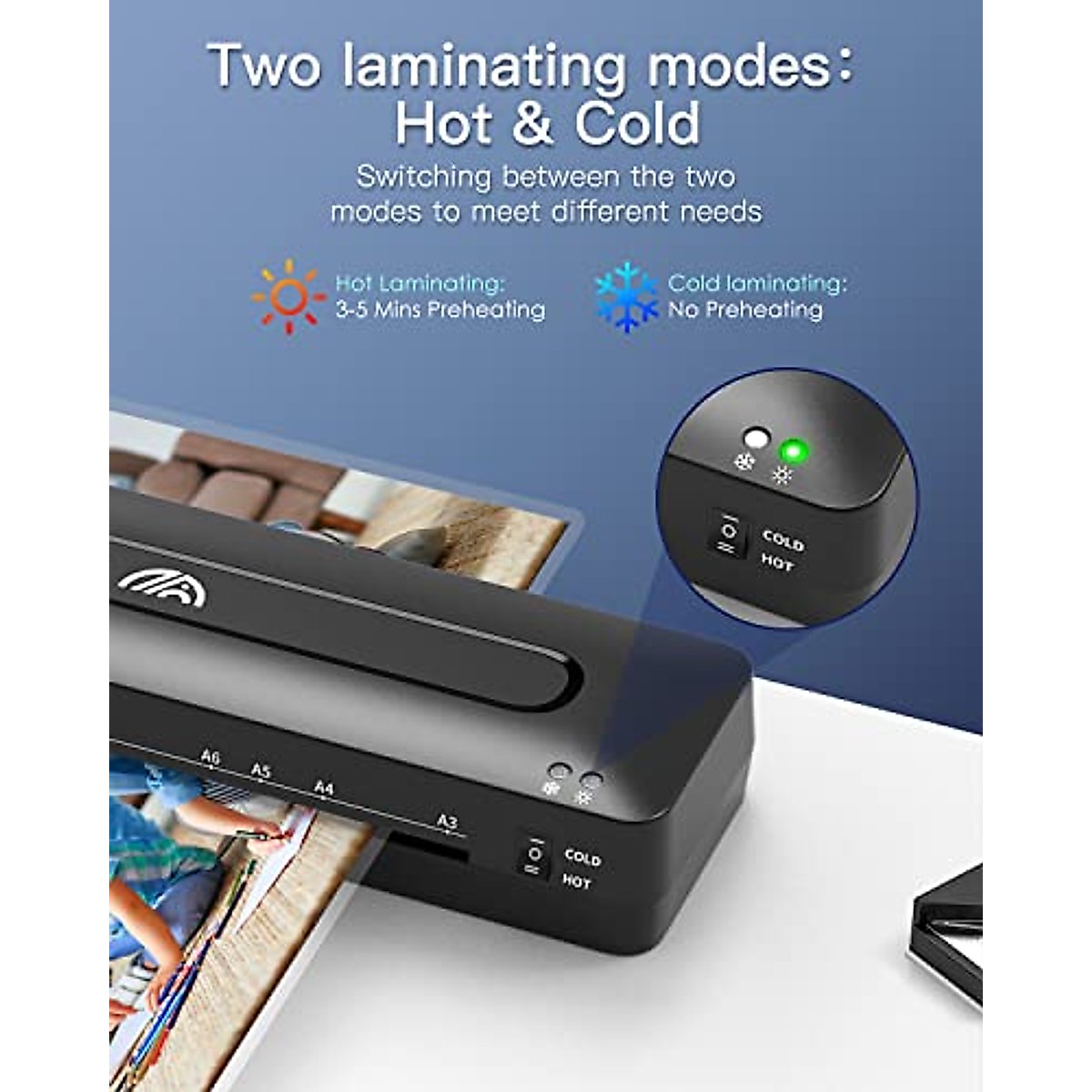 Laminator Machine A3 Laminating Machine - 13 Inches Cold and Thermal Laminator with 30 Laminating Sheets, 5-in-1 Lamination Machine with Paper Trimmer and Corner Rounder for Home Office School Use
