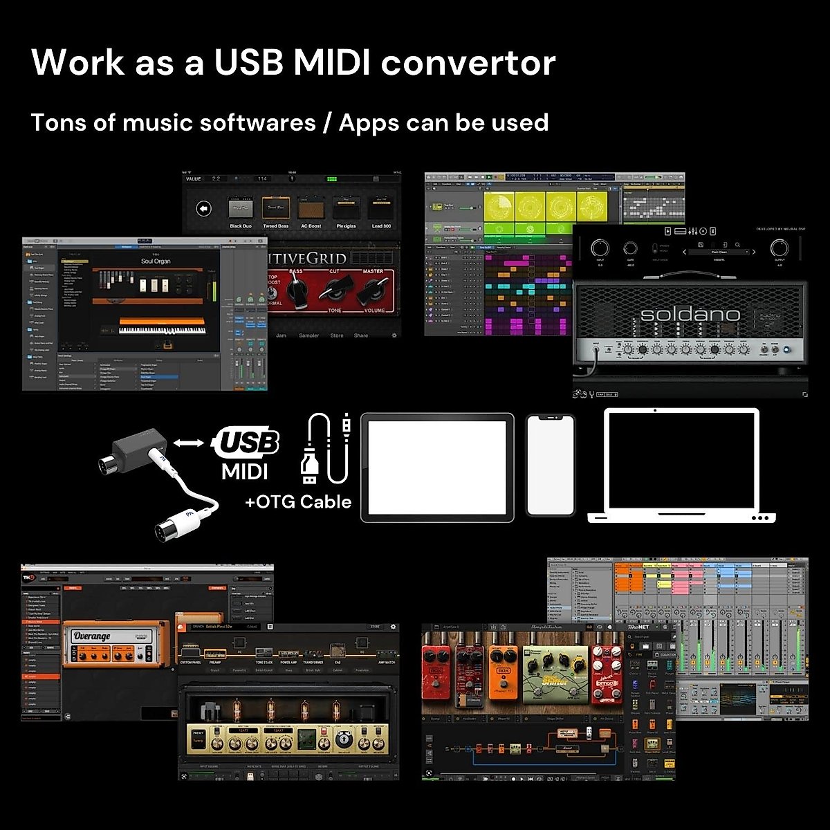 Paint Audio MIDI Captain Foot Controller and Wireless MIDI Adapter-MIDI Mate Time Engine Function Support all PC/CC/Note commander 10 Foot Switches