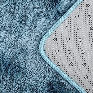 Modern Area Rugs for Bedroom Living Room Ultra Soft Fluffy Throw Carpets for Girls Boys Kids Room Shaggy Fluffy Rugs (2X3Feet, Dark Blue)