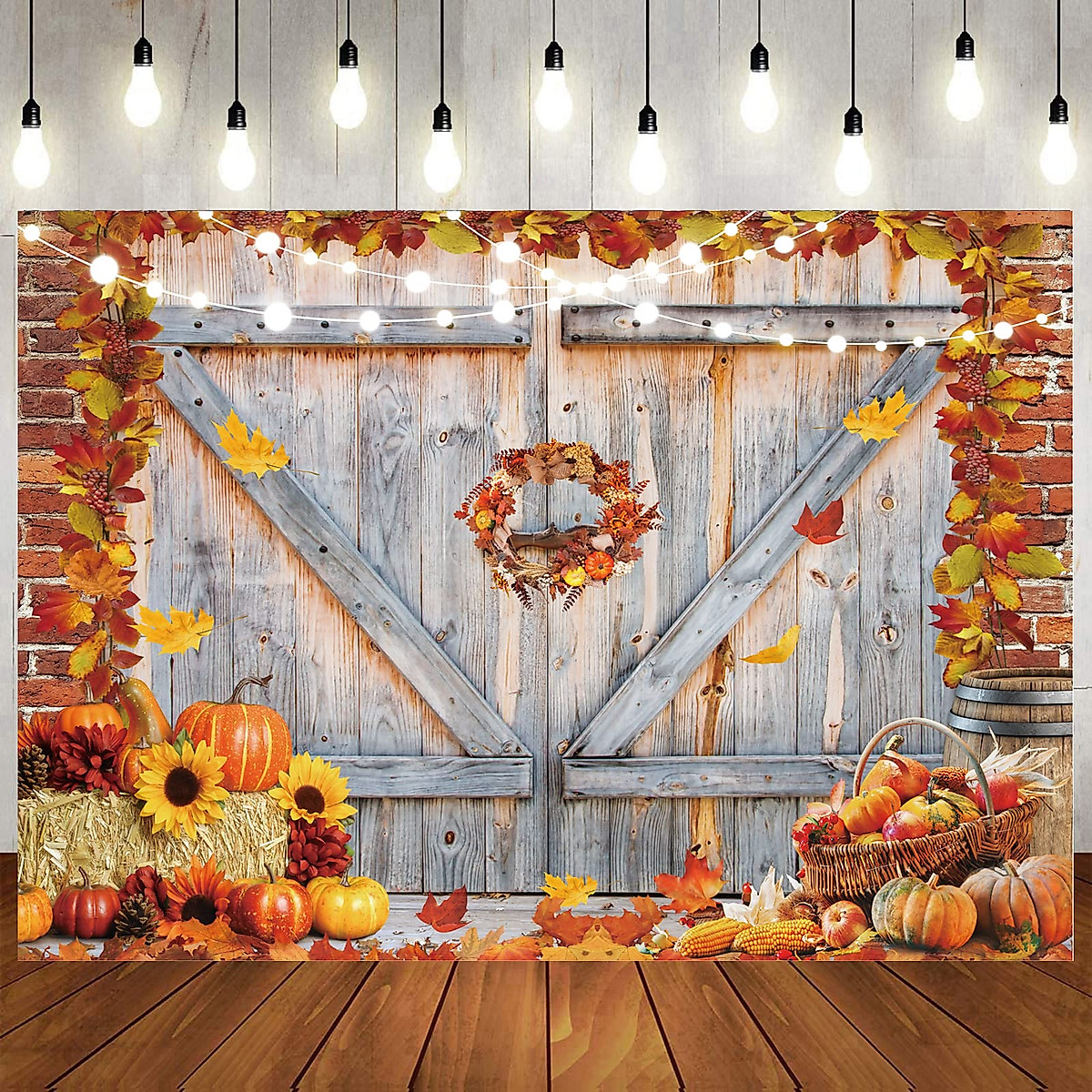LTLYH 7x5ft Fall Thanksgiving Backdrop Thanksgiving Photo Backdrop Autumn Pumpkin Patch Background Fall Harvest Barn Party Banner 183