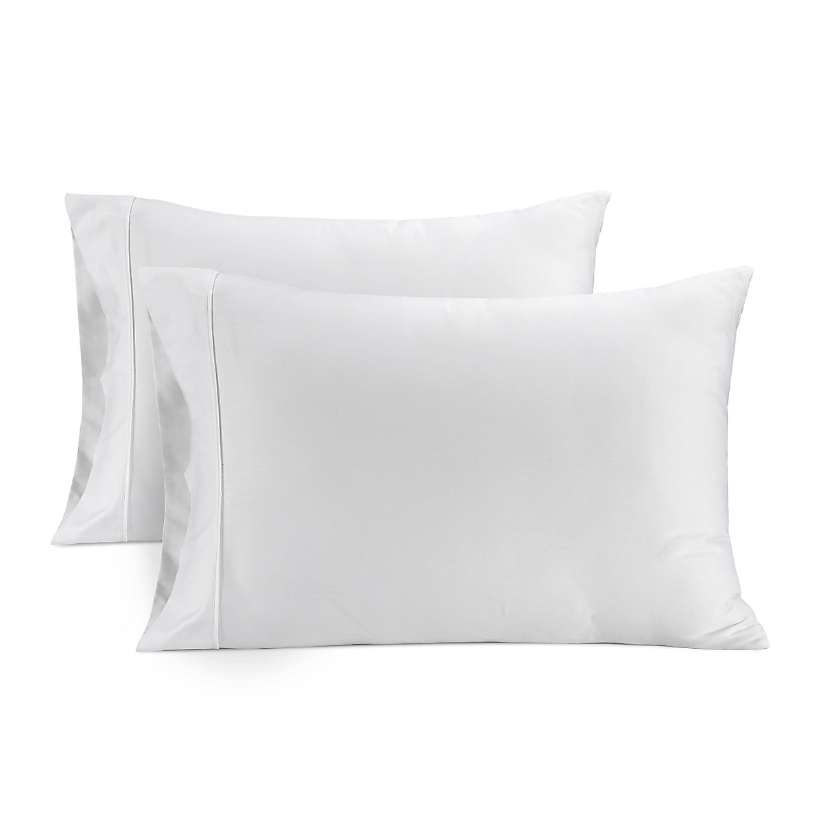 100% Organic Cotton Queen Sheet Set & Standard Pillowcases Set of 2 Combo - 300 Thread Count Long Staple Cotton Sheets,3 Pc Queen Size Sheets & Standard Pillowcases, Sateen Sheets, Breathable - White