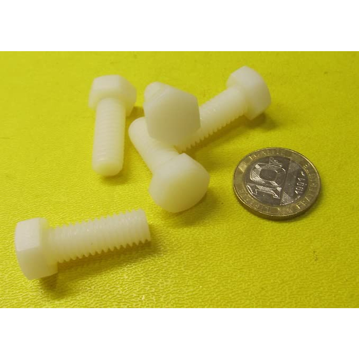 Natural Nylon Hex Head Bolts FT 3/8"-16 Thread x 1.00" Long 50 pcs