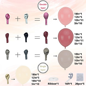 Dusty Pink Balloon Garland Arch Kit - Double Stuffed Matte Pink White Sand Balloons Boho Blush Nude Balloons for Baby Shower Birthday Valentines Day Bridal Wedding Party Decoration