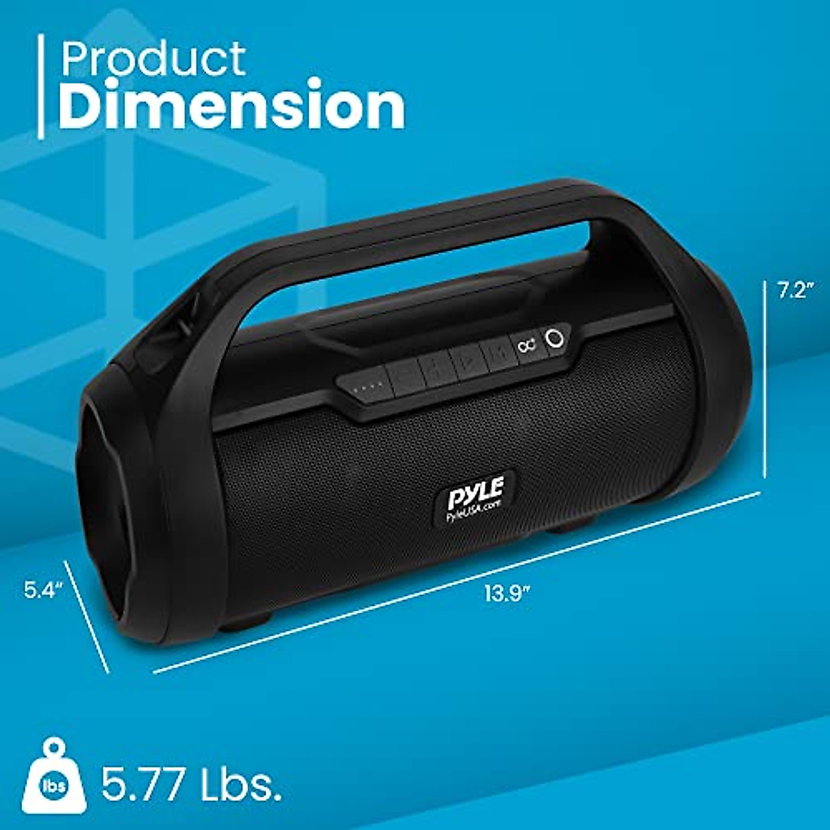 Pyle Wireless Portable Bluetooth Boombox Speaker - 500W 2.0CH Rechargeable Boom Box Speaker Portable Barrel Loud Stereo System with AUX Input/USB/SD/Fm Radio, 3" Subwoofer, Voice Control - PBMWP185