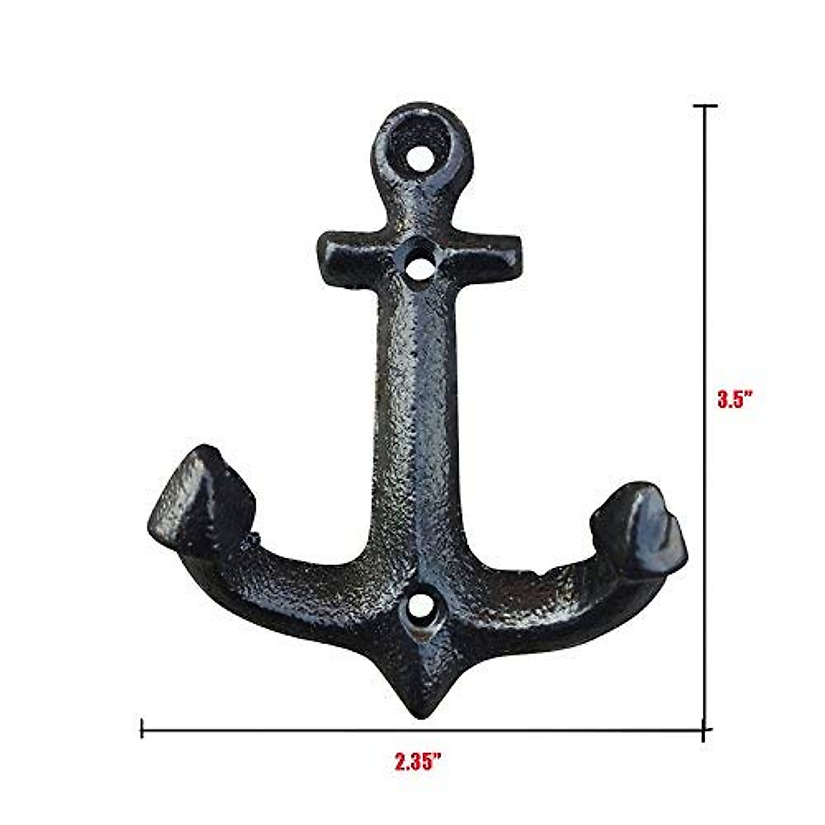 Facaler Nautical Cast Iron Ship Anchor Weathered Nautical Wall Hooks Coat Hook, Screws Included (5 PCS)