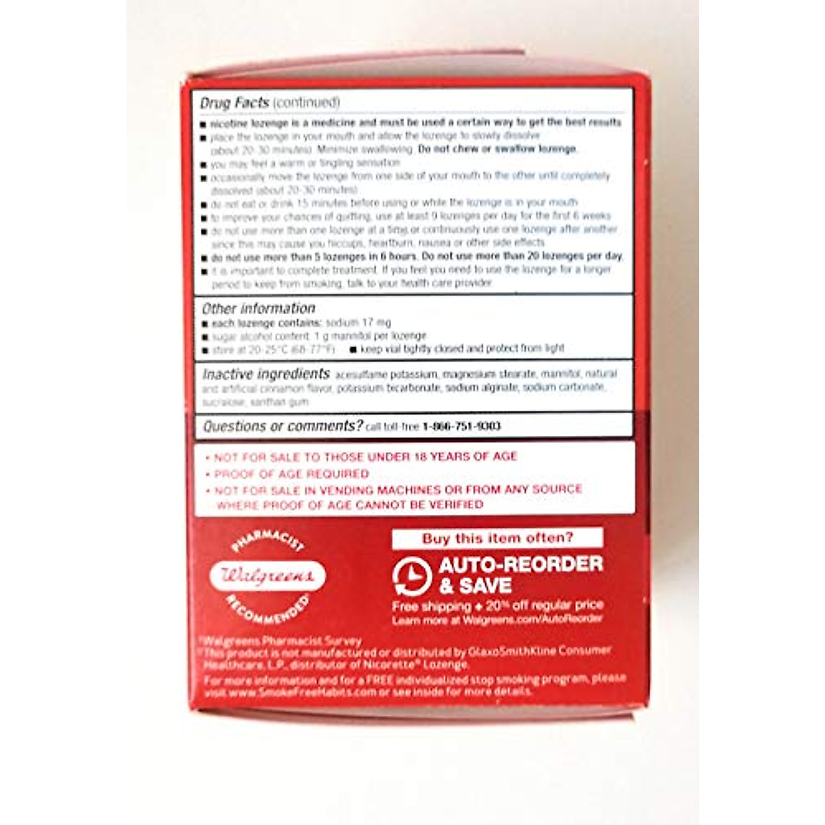 Walgreens Nicotine Lozenge, 4 mg, Cinnamon, 72 ea by Walgreens