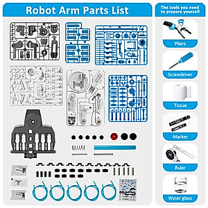 Stem Toys, Hydrobot Arm Kit, Robotic Arm, Engineering Kit, Robot Kit, Science Kits for Kids, Stem Projects for Kids Ages 8-12 (Blue)