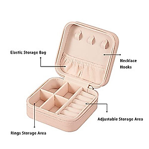 LETURE 3 Pieces Small Jewelry Box Organizer for Women Travel, Portable Mini Travel Jewelry Organizer Display Storage Box For Rings Earrings Necklaces Gifts (3PCS PINK)