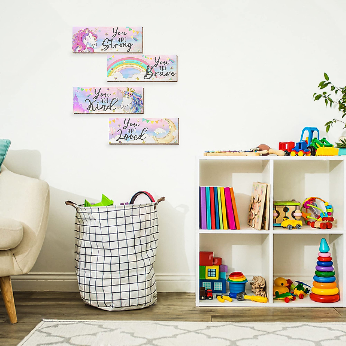 Unicorn Room Decor for Girls Bedroom, Unicorn Wall Decor, Rainbow Girls Room Decor, Unicorn Bedroom Decor for Girls Kids Nursery, Inspirational Wall Art, Unicorn Birthday Party Decorations