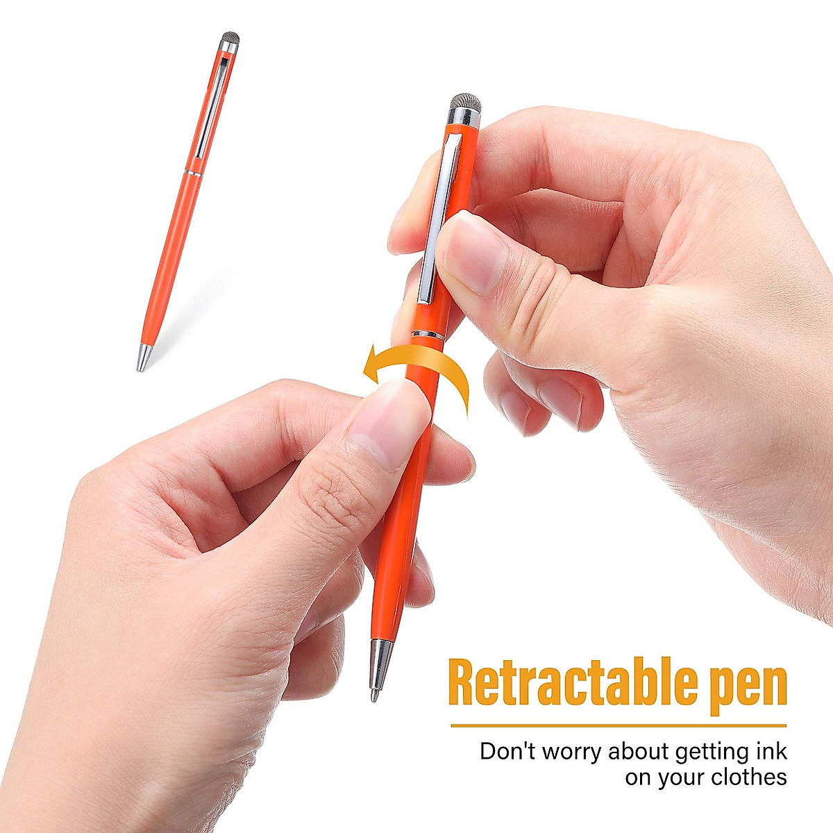 Outus 12 Pieces Stylus Pens for Touch Screens, Retractable Fiber Tip 2 in 1 Capacitive Stylus Ballpoint Pen Compatible with iPad iPhone Tablets Samsung All Universal Touch Screen Devices