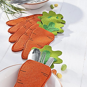 Easter Utensil Cutlery Holders, Easter Carrot Shape Silverware Tableware Utensil Holder, Easter Felt Cutlery Holder Pouch Bags, Reusable Utensil Sleeve for Knife Forks, Easter Table Decoration