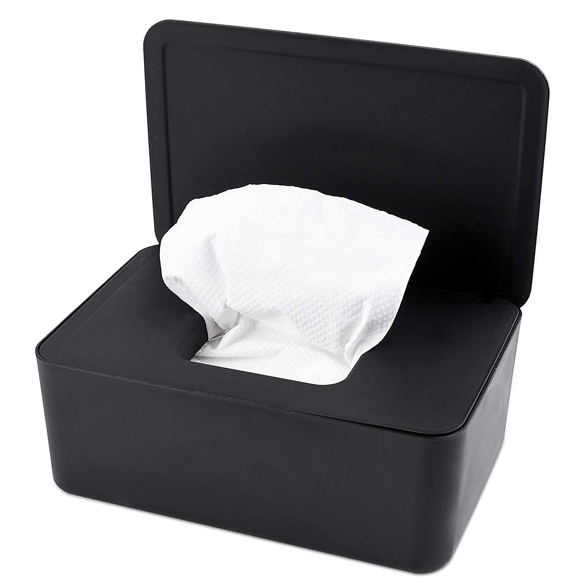 KONUNUS Wet Wipes Storage Box, Wipes Dispenser Holder Tissue Storage Box Case with Lid Dustproof for Home Office, Black