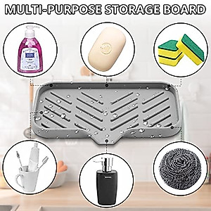 Esmartlife Kitchen Soap Tray,Silicone SpongeTray, Kitchen Sponge Holder, Kitchen Soap Tray,Silicone Soap Holder for Kitchen Sink/Bathroom,Soap Dispenser with Drain (Pack of 1)