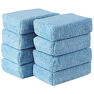 AIDEA Microfiber Applicator Pads-8PK, Microfiber Sponge, Car Wash Pads, Cleaning Pads, Great for Applying Wax, Sealants & Other Conditioners-Blue