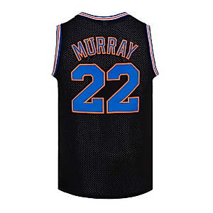 CNALLAR Mens Basketball Jersey Bill Murray #22 Space Movie Jersey Shirts White/Black (Black, Small)