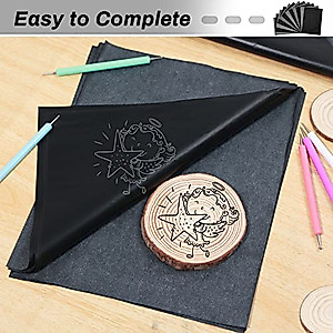 Carbon Transfer Copy Paper with Embossing Stylus Tool for Tracing, Cridoz 30 Sheets Graphite Transfer Tracing Paper with 5 Pcs Embossing Dot Tools for Tracing on Wood, Paper, Canvas (8.5 by 11 Inch)