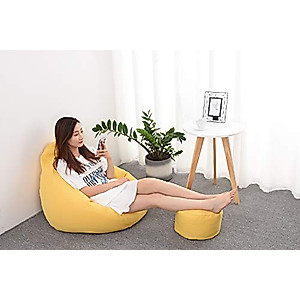 Bean Bag Chair Computer chair Beanless bag Recliner Washable Memory foam bag plush ultra soft Stuffed Animal Storage Cover Footstool Seat Lounge chair(Beanbag Cover Only)(Yellow, 43×40IN)