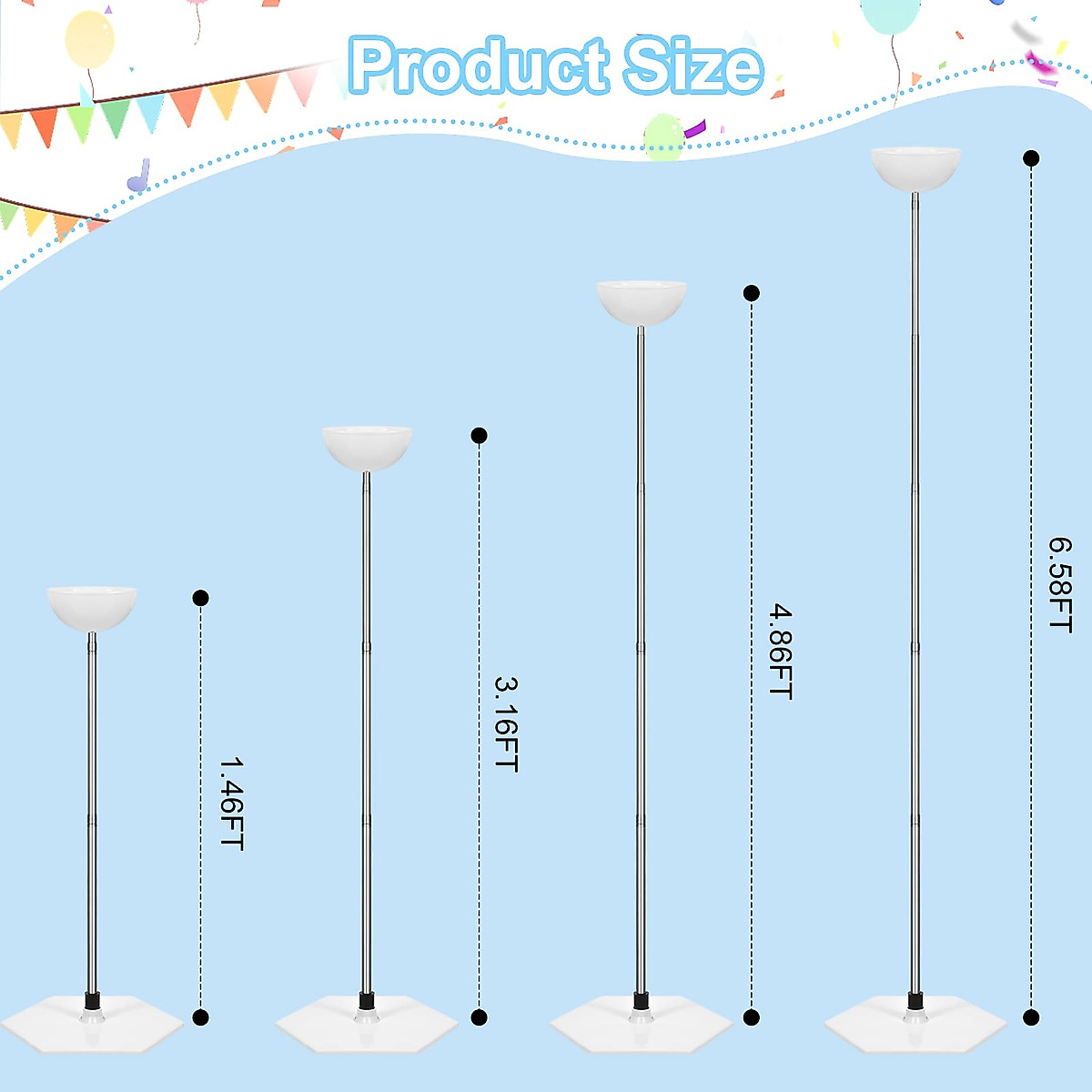 Aivwis Metal Telescopic Pillar Balloon Stand Set of 2, 6.6 Feet Balloon Tower, Height Adjustable Balloon Column Stand Kit Set for Halloween Birthday Graduation Party Decoration (Balloon Column Kit)