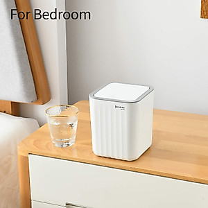 0.6 Gal Mini Desktop Trash Can with Lid, Small Square Countertop Garbage Bin, Plastic Tiny Tabletop Wastebasket for Office/Kitchen/Coffee Table, White