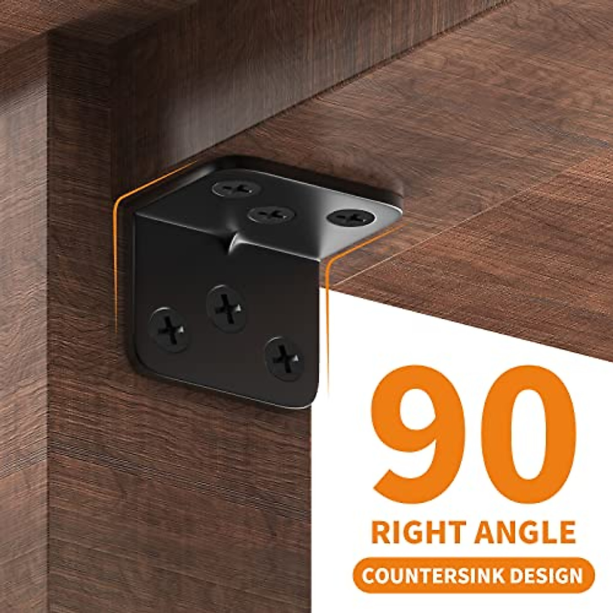 18PCS L Bracket Small Shelf Bracket, Heavy Duty L Brackets for Shelves, Premium Corner Bracket Angle Bracket, Black Metal Corner Brace for Wood Furniture Cabinet +108 Screws (1.5x1.1x1.1 inch)