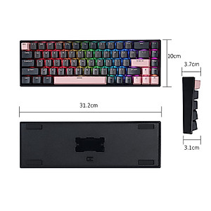 ONE METER 60 Percent Wireless Mechanical Gaming Keyboard, Portable Ultra-Compact 68 Keys Gaming Keyboard Hot Swappable Gateron G-pro switches with RGB Backlit and PBT keycaps