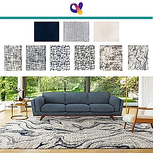 Gertmenian Indoor Modern Plush and Non-Shedding Shaggy Carpet for Foyer Living Room Kitchen Entryway Bedroom Area Rug, 9x13 Extra Large, Abstract Gray Cream Vintage Grey
