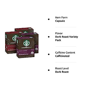 Starbucks by Nespresso Dark Roast Variety Pack Coffee (32-count single serve capsules, compatible with Nespresso Vertuo Line System)