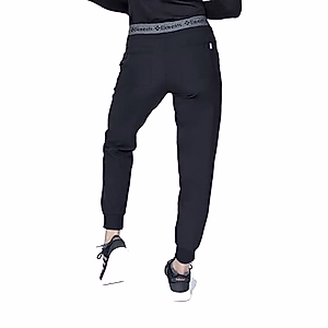 Jogger Scrubs for Women 4 Pocket 4-Way Stretch Elastic Waistband ES2386 (Black, Large)