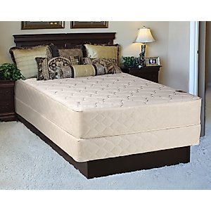 Mattress Solution Medium Plush Tight top Innerspring Mattress and 8" Wood Box Spring/Foundation Set, Full