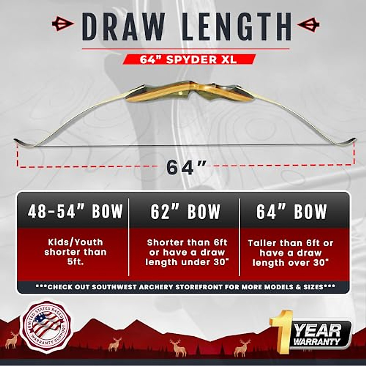 Spyder Takedown Recurve Bow - Hunting & Target Bow - Fast, Accurate, Versatile - Handcrafted Riser - Fiber Glass Maple Limbs - XL 64" Right Hand, 40lb with Stringer Tool
