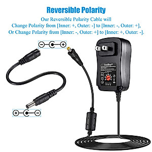 SoulBay 5.5 x 2.1mm Jack Reverse Polarity Converter Cable for Guitar Piano Pedals Keyboard, 3Amp Max Load