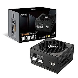 ASUS TUF Gaming 1000W Gold (1000 Watt, ATX 3.0 Compatible Fully Modular Power Supply, 80+ Gold Certified, Military-Grade Components, Dual Ball Bearing, Axial-tech Fan, PCB Coating, 10 Year Warranty)