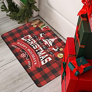 Cekene Anti Fatigue Kitchen Mat Set of 2 Christmas Memory Foam Thick Cushioned Rugs for Kitchen Non-Slip Standing Mat 17"×28" and 17"×47" Waterproof Wipeable