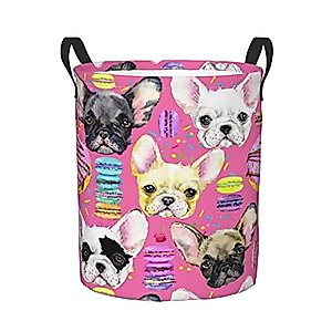 KiuLoam Cute French Bulldog 19.6 Inches Large Storage Basket Collapsible Organizer Bin Laundry Hamper for Nursery Clothes Toys