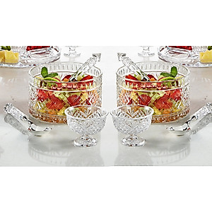 Set of 3 Crystal Clear Salad Bowl Serving Set, Salad Serving Utensils Included Large Serving Dish.