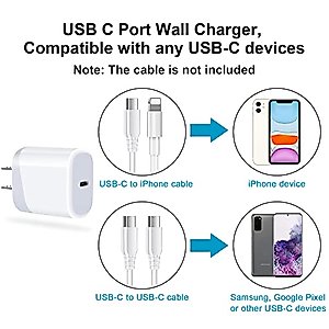 USB C Fast Wall Charger Block for Samsung Galaxy S23, A53 5G, A54, A14, A23, A13, A03s, A32, A42, A52, A51, A71, S22, S22 5G, S22 Ultra, S21 FE, S20, S10, S10e, S9, S8, Charging Adapter Plug