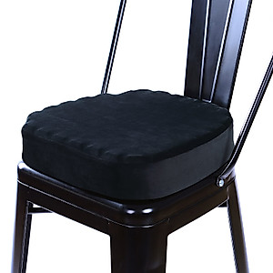 baibu 14x14 Inches Non Slip Metal Dining Chair Pads, Super Soft Bar Stool Cushions Kitchen Chair Pads with Ties - One Cushion only (Black, 14×14×3in)