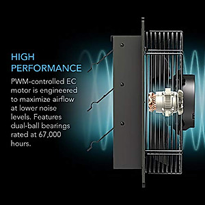 AC Infinity AIRLIFT S14, Shutter Exhaust Fan 14” with 10-Speed Controller, EC Motor - Wall Mount Ventilation and Cooling for Sheds, Attics, Workshops, and Greenhouses