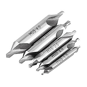 Center Drill Bits Kit, 1.5/2/2.5/3/4mm Center Drill Bit, 5pcs High Speed Steel Center Drill Bits 60 Degree Center Drill Bit for Hole Processing
