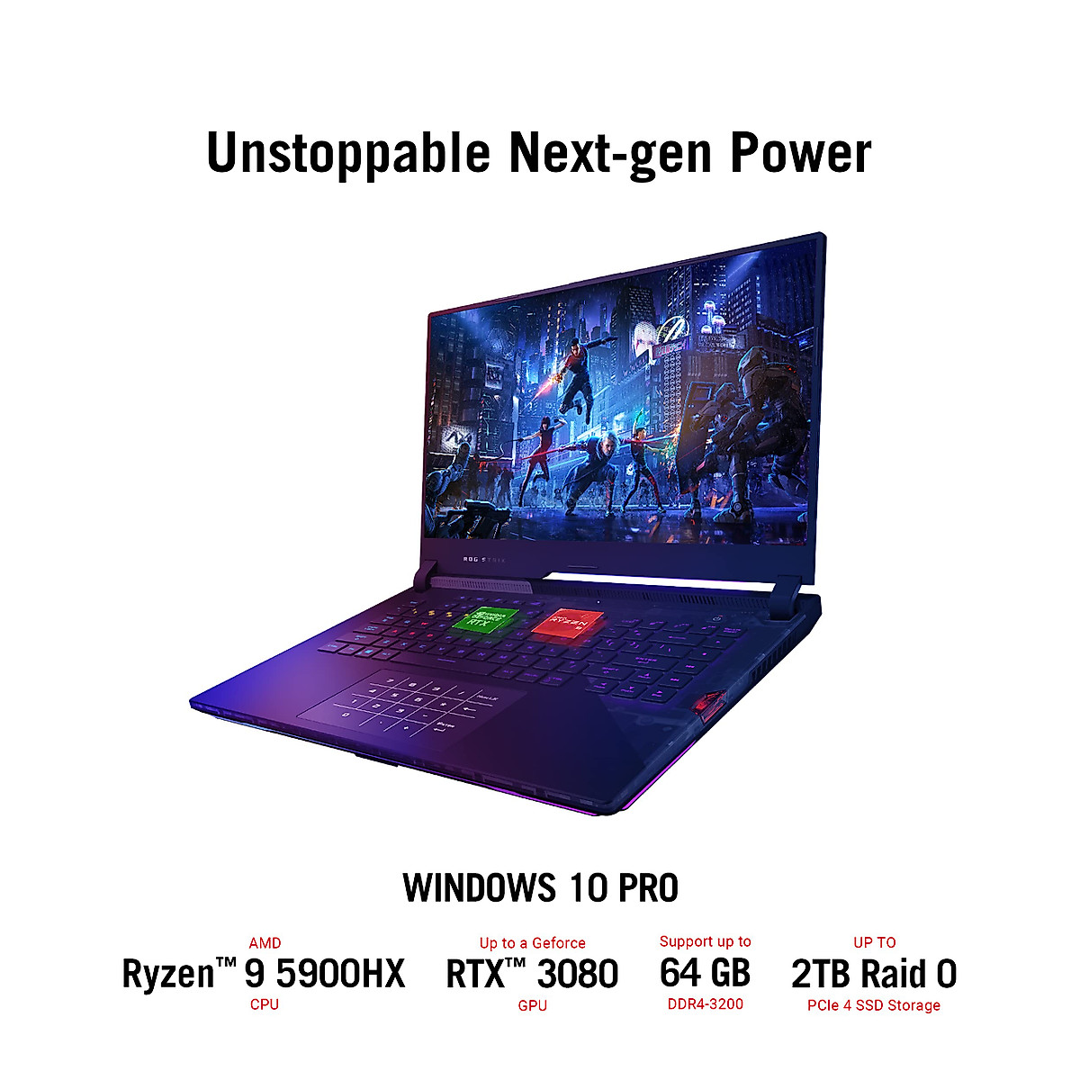 ASUS ROG Strix Scar 15 (2021) Gaming Laptop, 15.6” 300Hz IPS FHD, NVIDIA GeForce RTX 3080, AMD Ryzen 9 5900HX, 32GB DDR4, 1TB SSD, Opti-Mechanical Per-Key RGB Keyboard, Windows 10 Home, G533QS-DS98