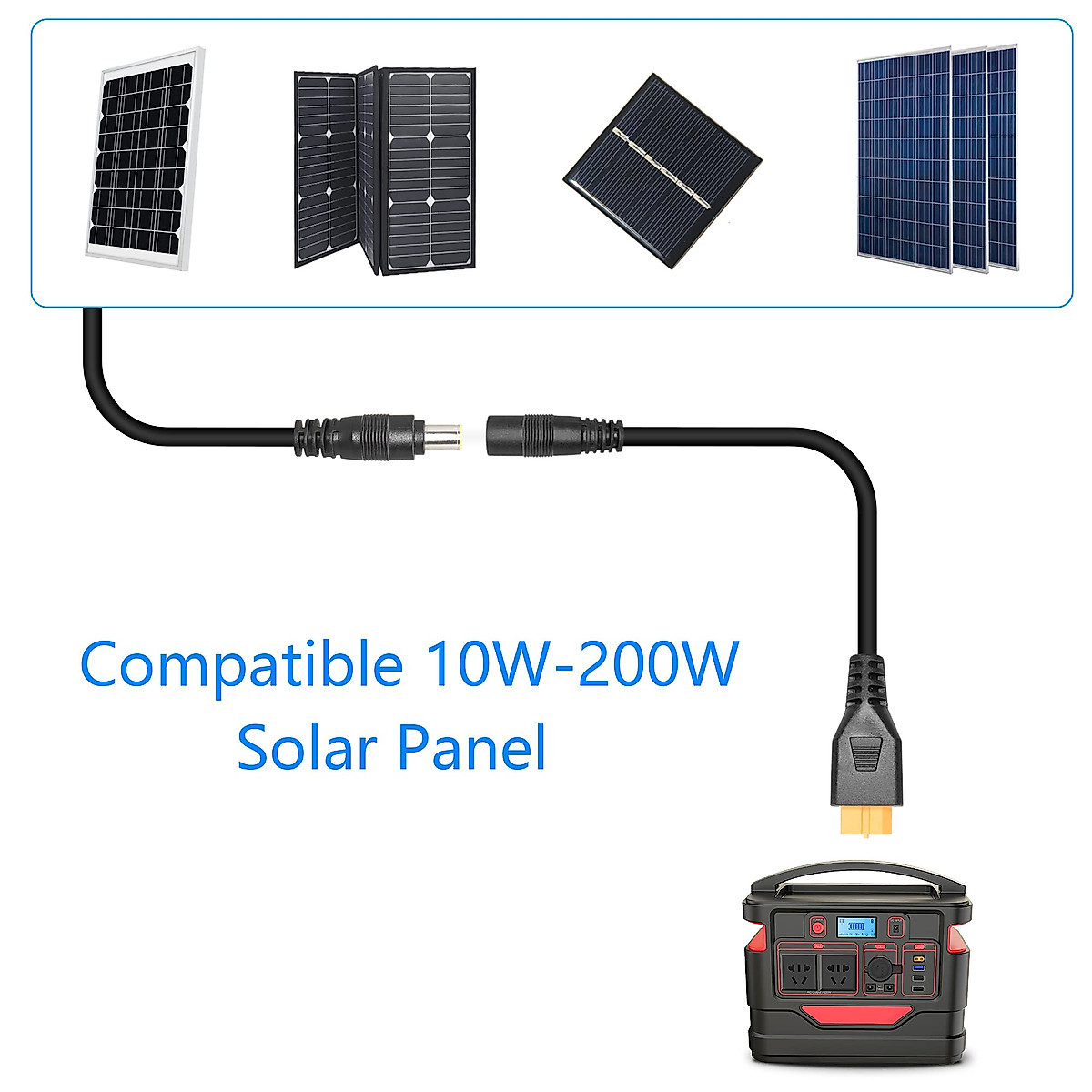 RIIEYOCA XT60 to DC 8mm Connector Adapter,XT60 Female to DC 7.9mm x 0.9mm Female 14AWG Power Cable,for Portable Power Station Solar Generator Solar Panel(1M/3Ft)
